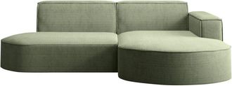 KAISER Ecksofa Designer modena studio stoff Dicker cord Poso Hellgrün Rechts