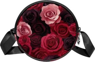 Generic Petit sac &agrave; bandouli&egrave;re Circle pour femme, petit sac &agrave; bandouli&egrave;re rouge avec fermeture &eacute;clair, bretelles r&eacute;glables, sac &agrave; main rond d&eacute;contract&eacute; pour 