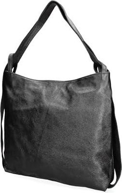 Gave Lux Sac à bandoulière convertible en sac à dos pour femme en cuir véritable Made in Italy 37x37x9 cm GLX228105523FBG, Noir, Taille unique