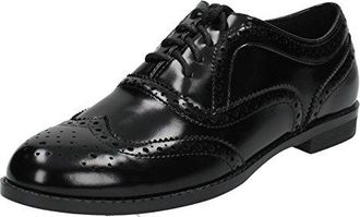 Spot On Mesdames Spot sur Casual Chaussures style Richelieu/jusquen dentelle, Noir verni, 38.5 EU