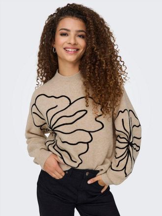 Jacqueline de Yong Strickpullover JDYJELLA L/S FLOWER PULLOVER KNT NOOS Materialmix, regular fit