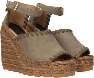 Stella McCartney Femme, Chaussures, Vert, Taille: 41 EU Sandales compensées en cuir avec bride de cheville réglable