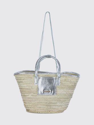 Jacquemus Sac cabas Le Panier Soli en raphia tress&eacute; et cuir lamin&eacute;