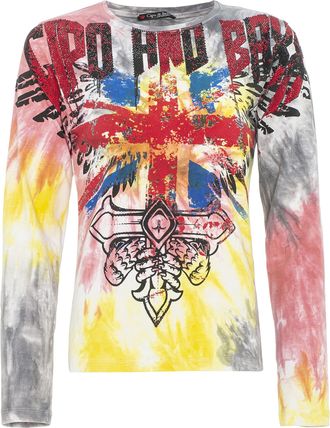 Cipo & Baxx Damen Sweatshirt Langarm WL282 Anthrazit - Stylischer Pullover mit Print & Verzierungen - Bequemer Alltags-Look f&uuml;r Freizeit, Schule & Streetwear Outf