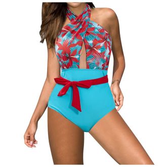 Generic Badeanzug Damen Kurz - Damen-Overall-Badeanz&uuml;Ge Vorne Badeanzug Abnehmen Badeanzug V-Ausschnitt Bikini Damen