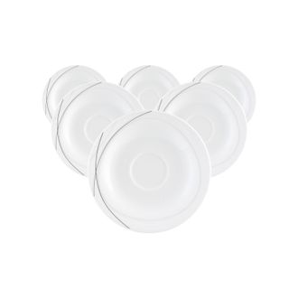 SELTMANN WEIDEN Trio Highline Kombi-Untertassen gro&szlig; 6er Set, 16 cm, Runde Unterteller mit schwarz-grauen Linien, Sp&uuml;lmaschinen- und Mikrowellenfest, Porzellan, Wei&szlig;