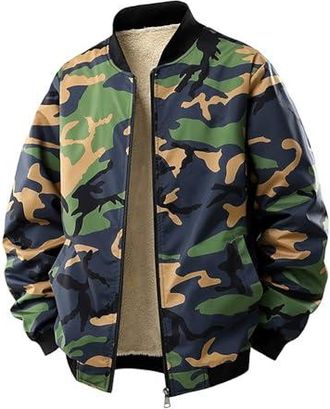 Generic Veste dext&eacute;rieur camouflage pour homme - Veste de randonn&eacute;e imprim&eacute;e - Veste dext&eacute;rieur l&eacute;g&egrave;re - Veste de course chaude doubl&eacute;e - Sans capuche - Veste