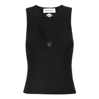 Marine Serre Moon Jewelry Strick Top mit offenem Kragen - - Tops - Damen - Schwarzk - L