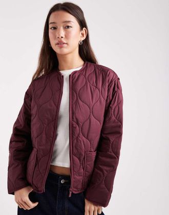 New Look Wattierte Steppjacke in Burgunderrot