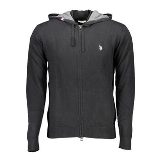 U.S.Polo Association U.s. Polo Assn., Homme, Sweatshirts et sweats à capuche, Noir, Taille: XL Cardigan Noir à Capuche, Fermeture Éclair et Logo Brodé