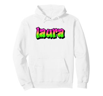 BDAZ Laura Graffiti Personalisierter Name Gr&uuml;n Rosa Frauen M&auml;dchen Pullover Hoodie
