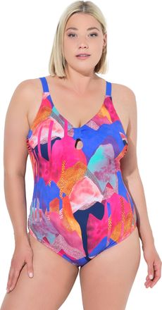 Ulla Popken Damen große Größen Übergrößen Plus Size Badeanzug, Zierknoten, Softcups, recycelt pink 42 837548803-42