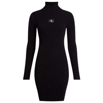 Calvin Klein Schwarzes Badge Rollkragenpulloverkleid - - Dresses - Damen - Schwarzk - M