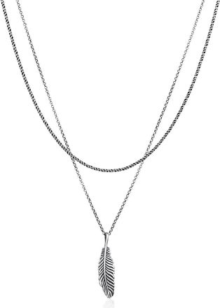 Kuzzoi Halsketten - Halskette Layer Feder Anh&auml;nger 925 Sterling Silber - Gr. unisize - in Silber - f&uuml;r Damen