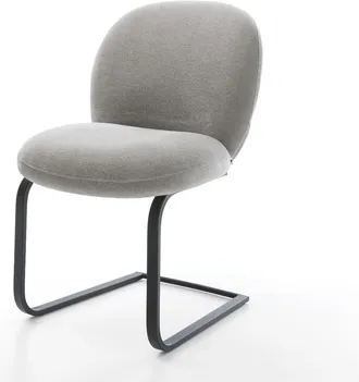 DELIFE Freischwinger Nube-Flex Strukturstoff Soft Grau Freischwinger flach Schwarz Taschenfederkern, Esszimmerst&uuml;hle