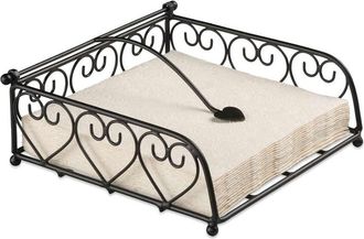 Ambiente Metall Serviettenhalter Heart Herz Schwarz - Black F&uuml;r Servietten ca. 33 x 33 cm - Hochzeit - Ideal Als Geschenk