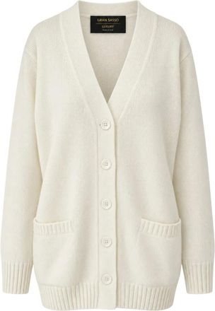 Gran Sasso Cardigan &agrave; &eacute;paules tombantes 4 boutons - Femme - Pulls - Blanc - Taille: 50 FR