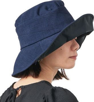 Charm by Casualbox Damen Sonnenhut UVSchutz Strandhut - Sommerhut Breite Krempe Japanisch Dunkelblau