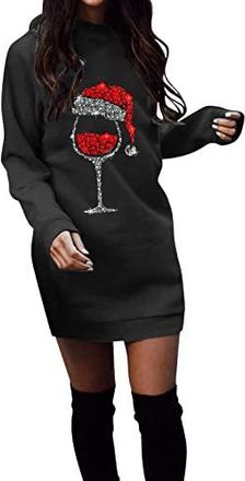 Generic Sweat-shirt d&eacute;contract&eacute; confortable &agrave; col rond et manches longues pour femme, Noir, S