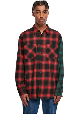 Urban Classics Herren Oversized Mix Check Shirt Black/red/Green, XL