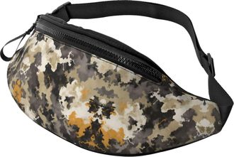 Generic Mit Rei&szlig;verschluss Taillentasche Gr&uuml;n-Braunes Tarnmuster Lauftasche Taillentasche Sporttasche F&uuml;r Running Fahrrad Laufen 14X35Cm