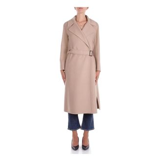 Max Mara Femme, Manteaux, Brun, Taille: 34 FR Manteau en laine avec ceinture amovible