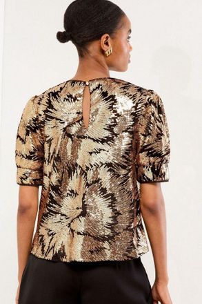 Lipsy T-Shirt Lipsy T-Shirt mit Puff&auml;rmeln und Print, Regular (1-tlg)