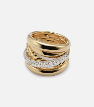 David Yurman Ring DY Crossover aus 18kt Gelbgold mit Diamanten