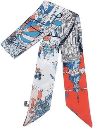 Generic &Eacute;charpe en soie avec motif ch&acirc;teau de palais, accessoire multifonction pour cheveux et sac pour femme, Orange, 100x5cm