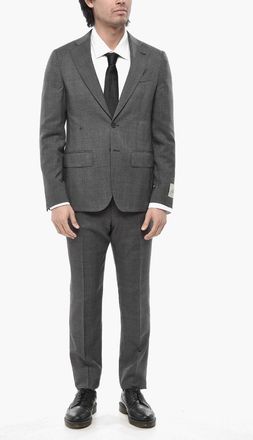 Corneliani CC COLLECTION Zweiknopf-Anzug Aus Schurwolle Im Districk-Check Corneliani