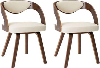 vidaXL Vidaxl - Chaises &agrave; manger lot de 2 cr&egrave;me bois courb&eacute; et similicuir