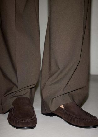 Mango Mocassins cro&ucirc;te de cuir &agrave; fronces chocolat - Femme - 35 - MANGO