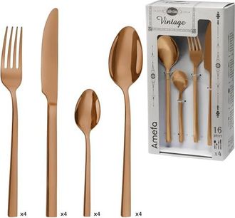 Amefa 9385AEAFV2B60 Quadratisches 16-teiliges Besteckset, Kupfer