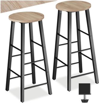 TecTake Tabouret de bar 31 x 31 x 72,5 cm, Lot de 2 Tabouret bar Style industriel, Chaises Hautes avec Repose Pied Chaise Mange Debout Tabourets Cuisine Salle