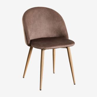 Sklum 2er Set Esszimmerst&uuml;hle aus Samt Kana Natur Braun Army