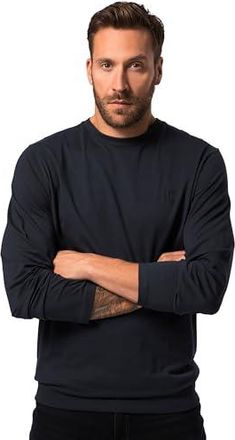 JP1880 Hommes Grandes Tailles T-Shirt Ventre Confort, Collection Basic. Manches Longues et col Rond. Jusquau 8XL. Bleu Marine 3XL 827128130-3XL