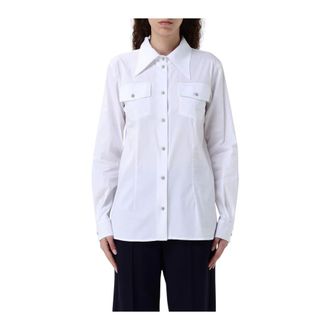 Liu Jo Femme, Blouses et Chemises, Blanc, Taille: 38 FR Chemise en Popeline avec Boutons en Strass