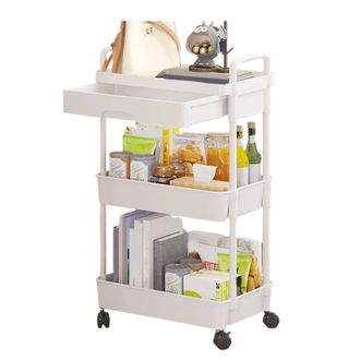 Generic Rollbarer Aufbewahrungswagen - Rollregal, Snackwagen, 3-lagiges Schubladenregal, Allzweckwagen, Badezimmer-Organizer, Schublade, WC-Aufbewahrungsregal