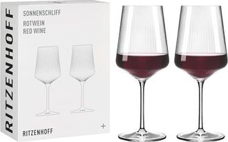 Ritzenhoff 8000002 Rotweinglas 500 ml - Serie Sonnenschliff - 2 Stück im Geschenk-Set, modern - Made in Germany