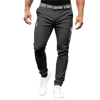 Generic Pantalon chino pour homme - Coupe ajust&eacute;e - Taille et ourlet &eacute;lastiques - Legging avec poches zipp&eacute;es - Pantalon de travail - Couleur unie - Collants 