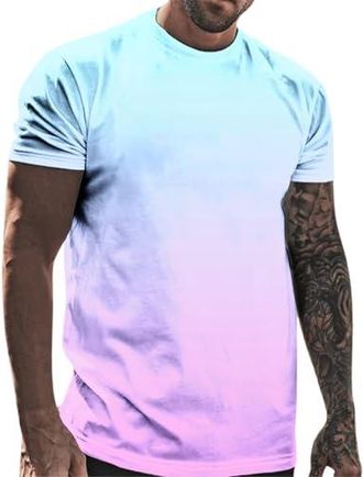 Generic Chemise ray&eacute;e pour homme 2026 - D&eacute;grad&eacute; &agrave; rayures - Manches courtes - D&eacute;contract&eacute; - Confortable - Tendance - Coupe ample - Pour entra&icirc;nement int&eacute;rieur