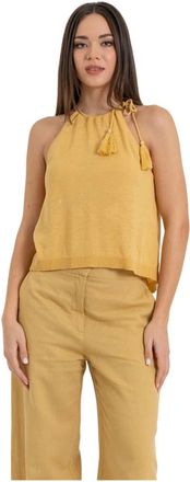 Kocca Femme, Tops, Jaune, Taille: 44 FR Top Chic Pr&ecirc;t-&agrave;-Porter &agrave; Col Cravate