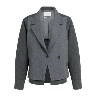 YaYa Yaya - Blazer &agrave; empi&egrave;cements contrastants et coupe ample - Femme - Vestes - Gris - Taille: 42 FR