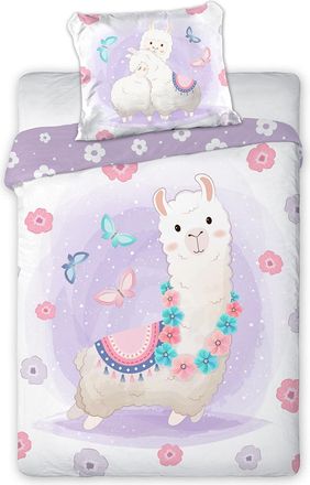 Faro Lamas Babybettwäsche Kinderbettwäsche Wendemotiv Blüten Schmetterlinge Bettdecke 100x135 cm + Kopfkissen 40x60 cm 100% Baumwolle