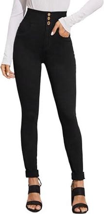 SOLY HUX Pantalon pour femme &eacute;l&eacute;gant et slim - Pantalon de loisirs - Taille haute - Pantalon en tissu - Pantalon long d&eacute;contract&eacute; - Pantalon stretch avec poche