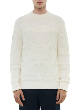 Fursac Pull col rond torsad&eacute; en laine et coton - Taille XXL - Homme