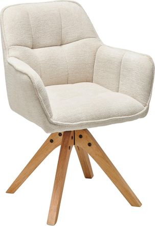 MID.YOU Mid.you Armlehnstuhl, Eiche, Beige, Holz, Textil, Eiche, massiv, Drehkreuz, 63x83x61 cm, Sitzfläche 360° drehbar, inklusive Armlehnen, Stühle