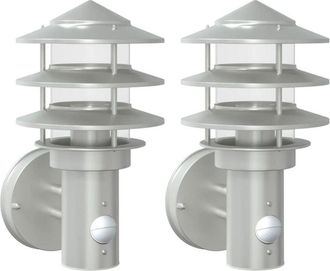 vidaXL Vidaxl - Au&szlig;enwandleuchten mit Bewegungsmelder 2 Stk. Silbern Edelstahl