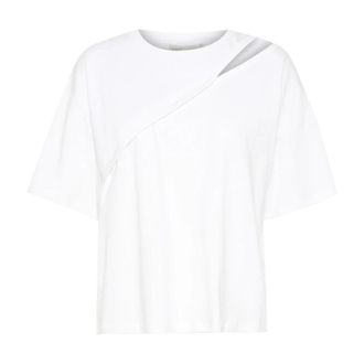 Karen by Simonsen Wei&szlig;e Hole Tee mit Schulterausschnitt - - Tops - Damen - Wei&szlig; - L