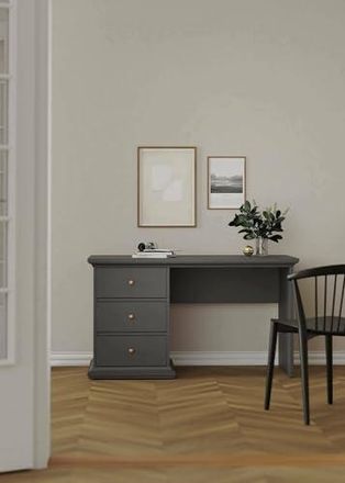 Dmora Schreibtisch Fran&ccedil;oise, Mehrzweckschreibtisch, B&uuml;rotisch f&uuml;r PC, Eckschreibtisch, 130x62 h74 cm, Grau